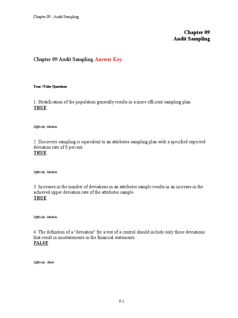 Chapter 9 Audit Sampling | PDF | Sampling (Statistics) | Risk