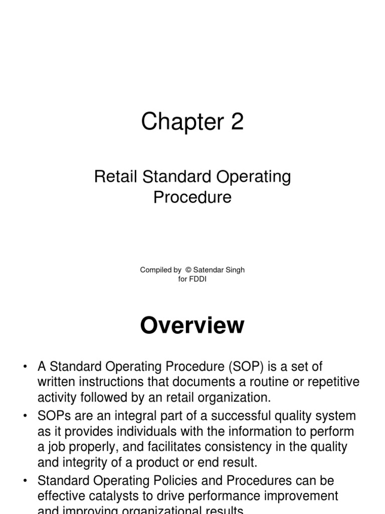 Retail Standard Operating Procedures | PDF | Retail | Cheque