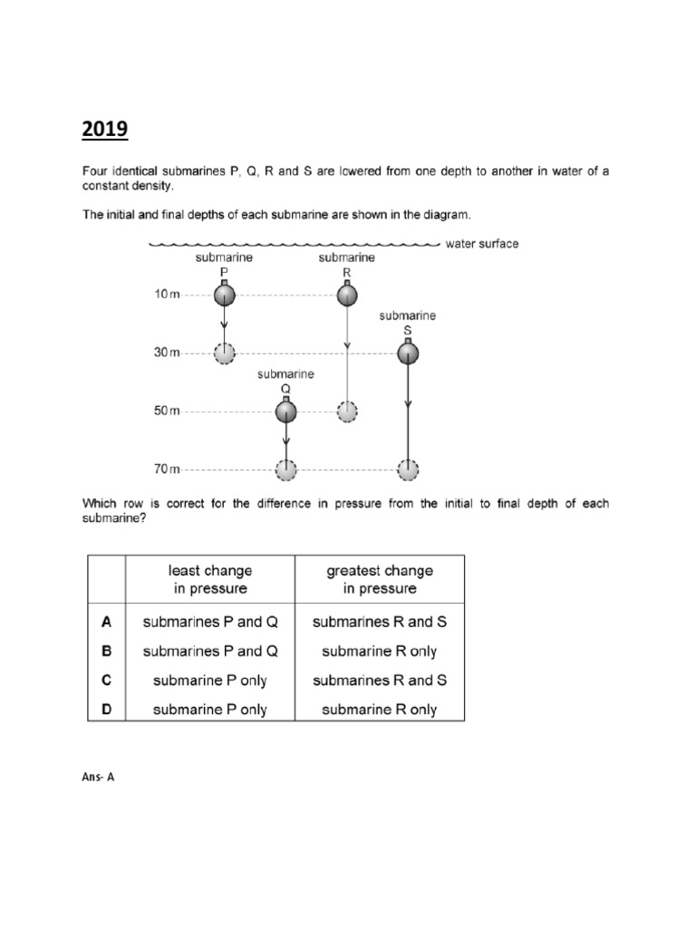 IGCSE Science Checkpoint Ques Physics - Pressure in Liquids | PDF | Affaires
