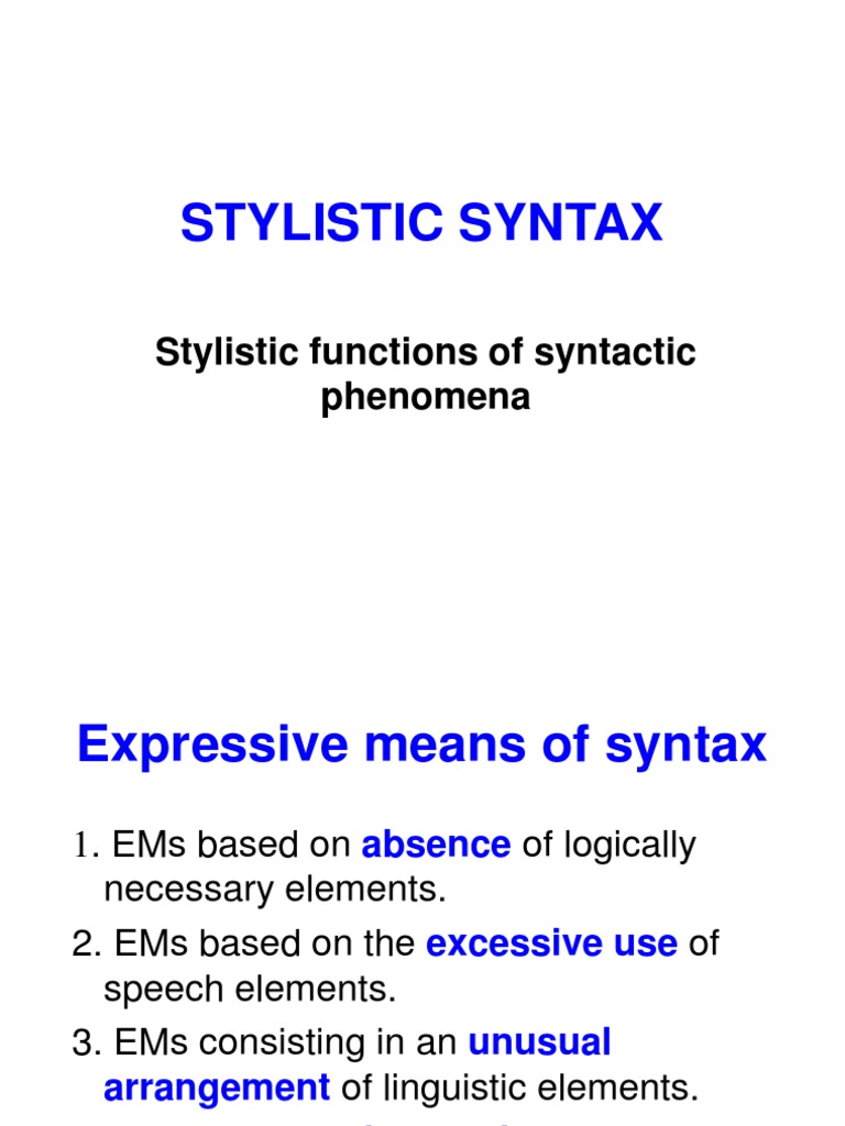 6 Stylistic Syntax | PDF | Sentence (Linguistics) | Linguistic Morphology