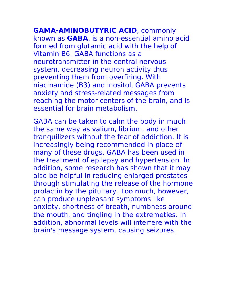 GABA: Benefits, Uses, and Risks | PDF