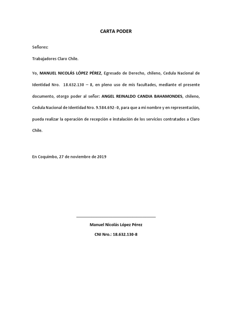 Carta Poder Claro | PDF