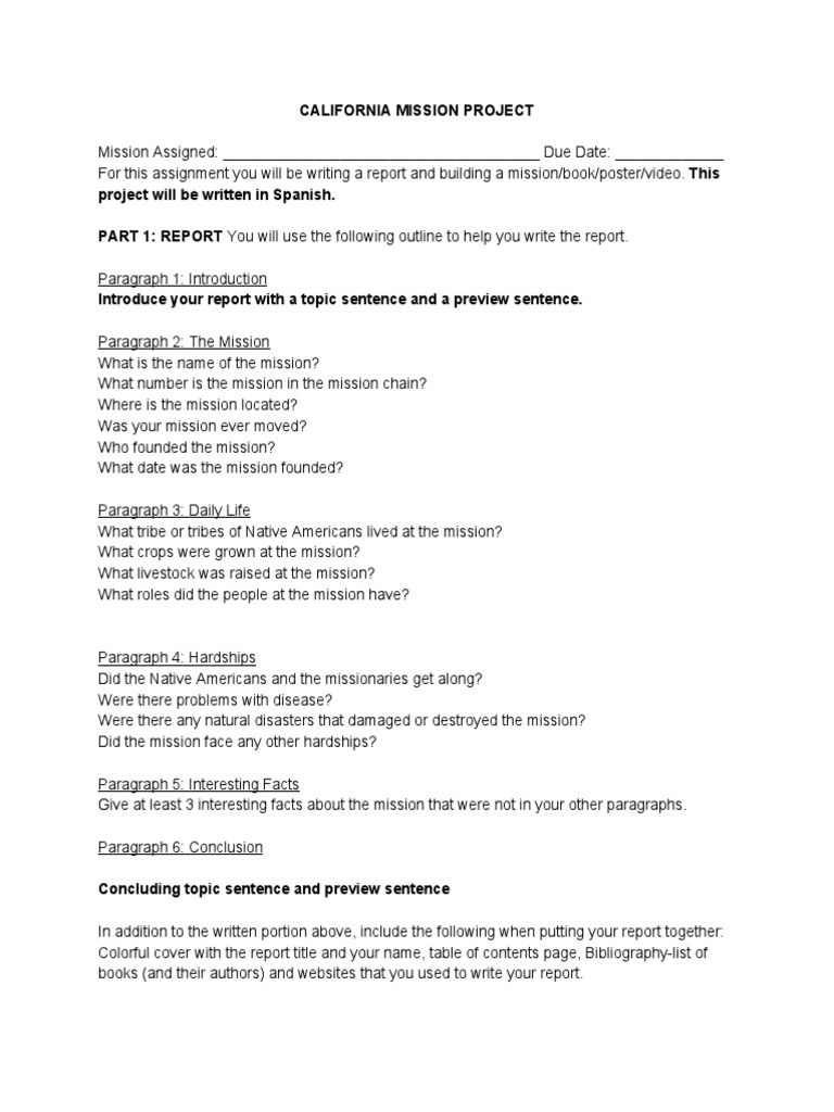 California Mission Project Guide | PDF