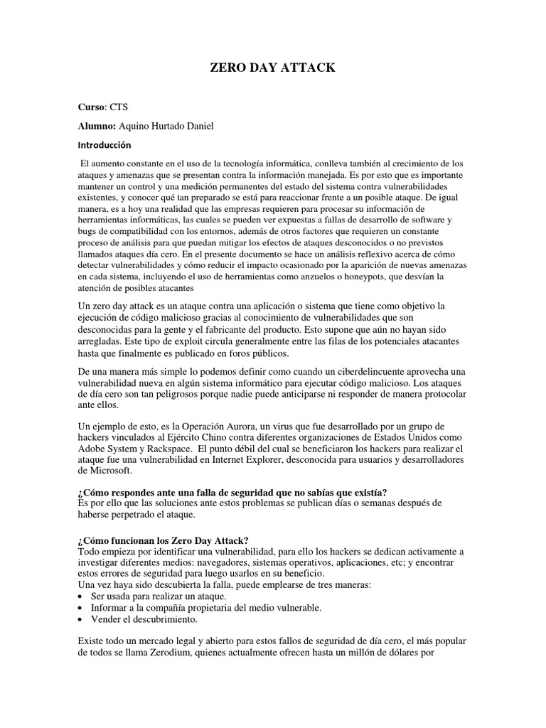 Zero Day Attack | PDF | La seguridad informática | Seguridad