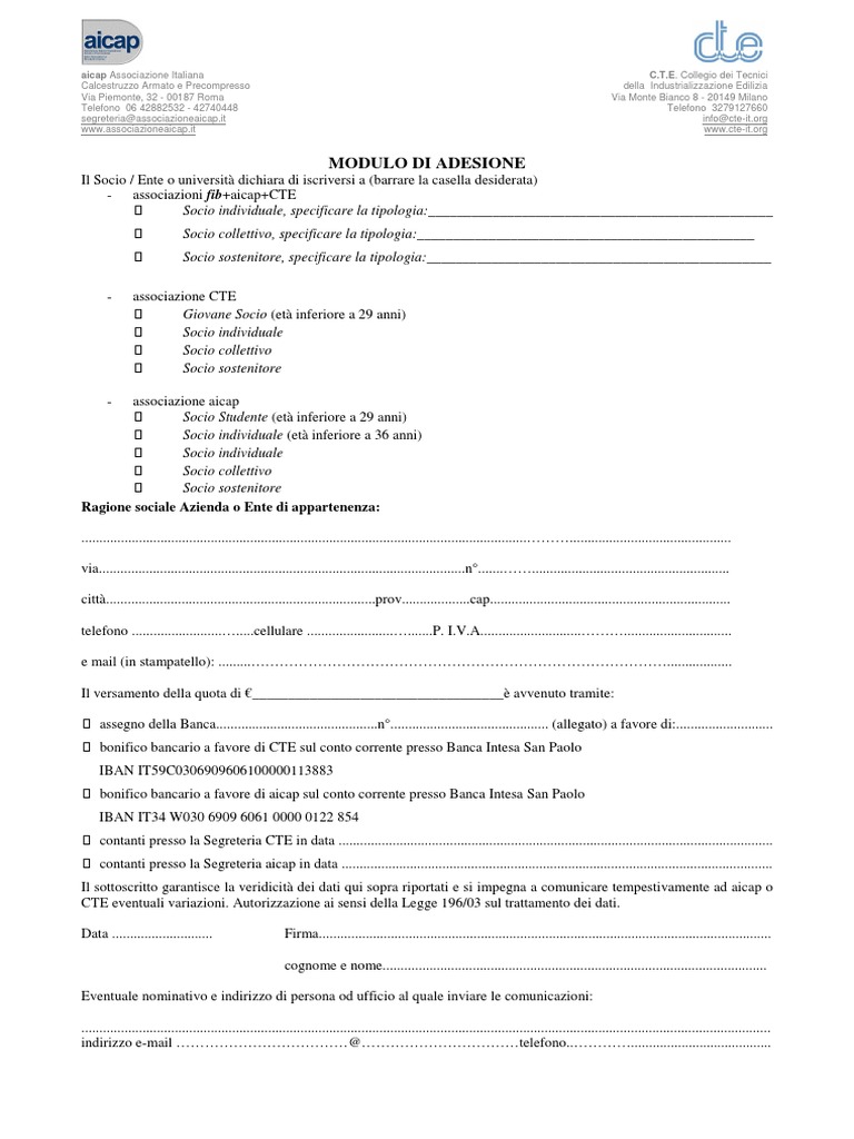 Modulo Di Adesione | PDF