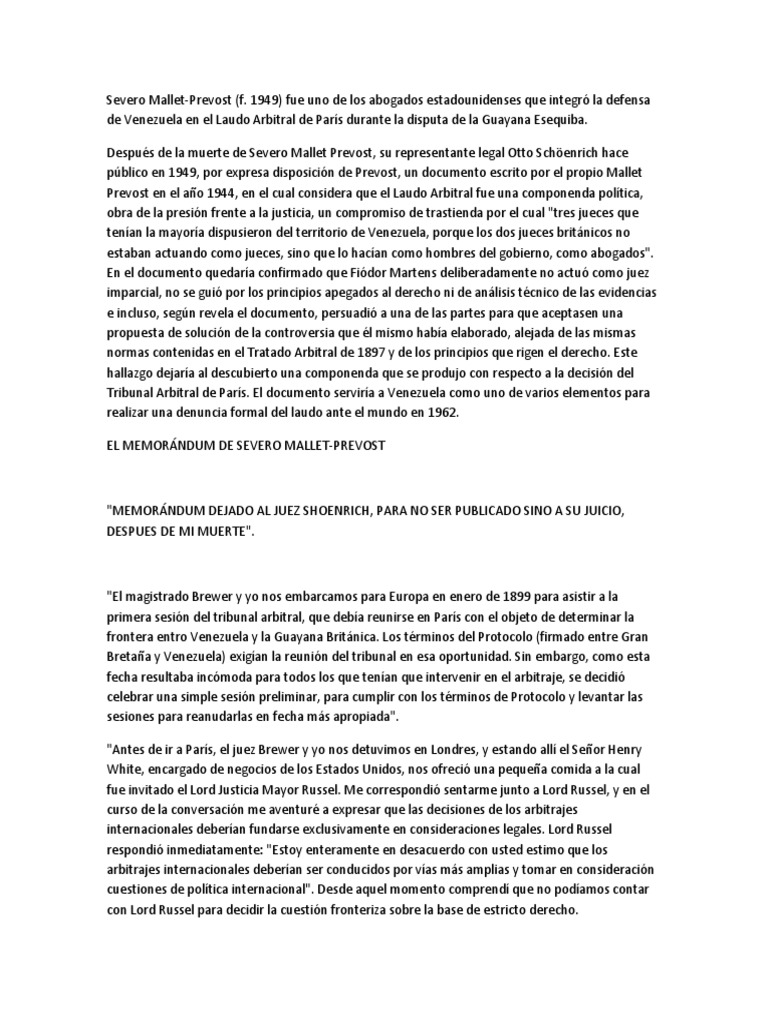 Memoria de Severo Mallet-Prevost | PDF | Gobierno | Poder judicial ...