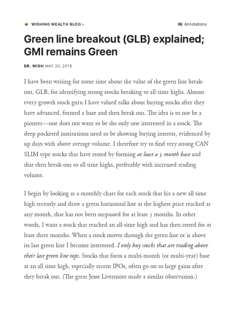 Green Line Breakout Strategy Explained | PDF | Stocks | Business