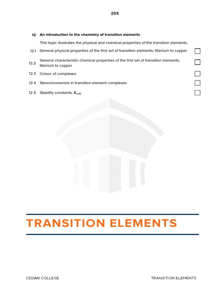 7 Transition Elements Notes | PDF | Coordination Complex | Transition ...