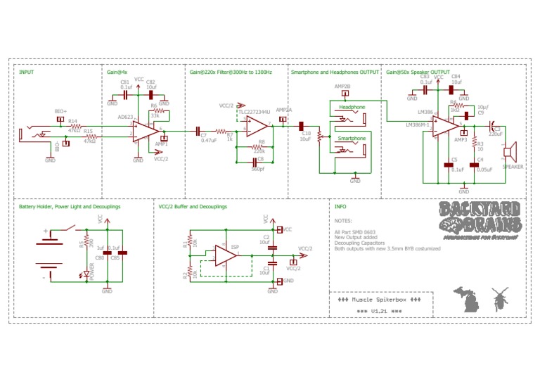 Muscle SpikerBox Circuit Details | PDF | Science | Electronics