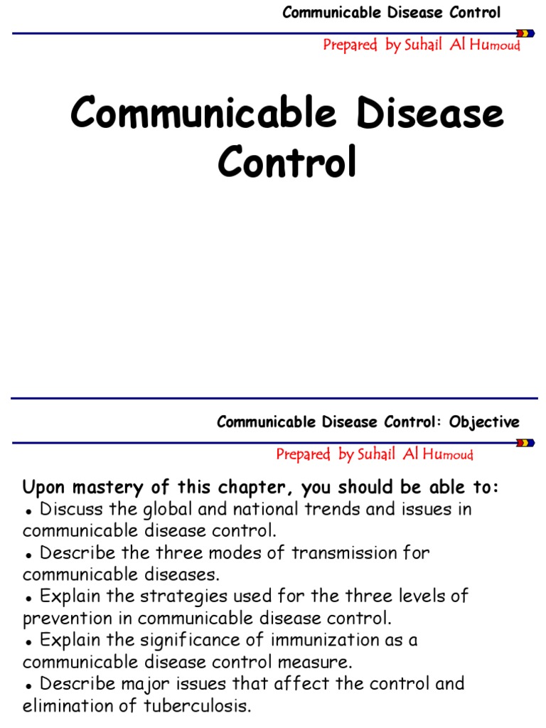 Communicable Disease Control Overview | PDF | Transmission (Medicine ...