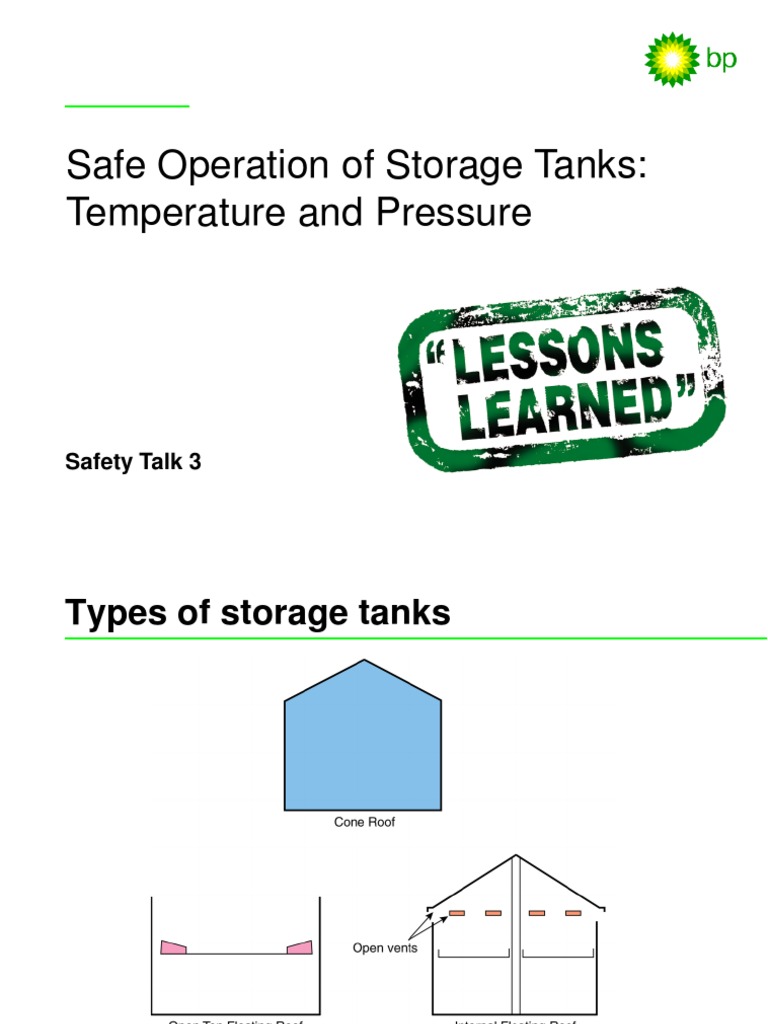 Safe Storage Tank Operations Guide | PDF | Gases | Phases Of Matter