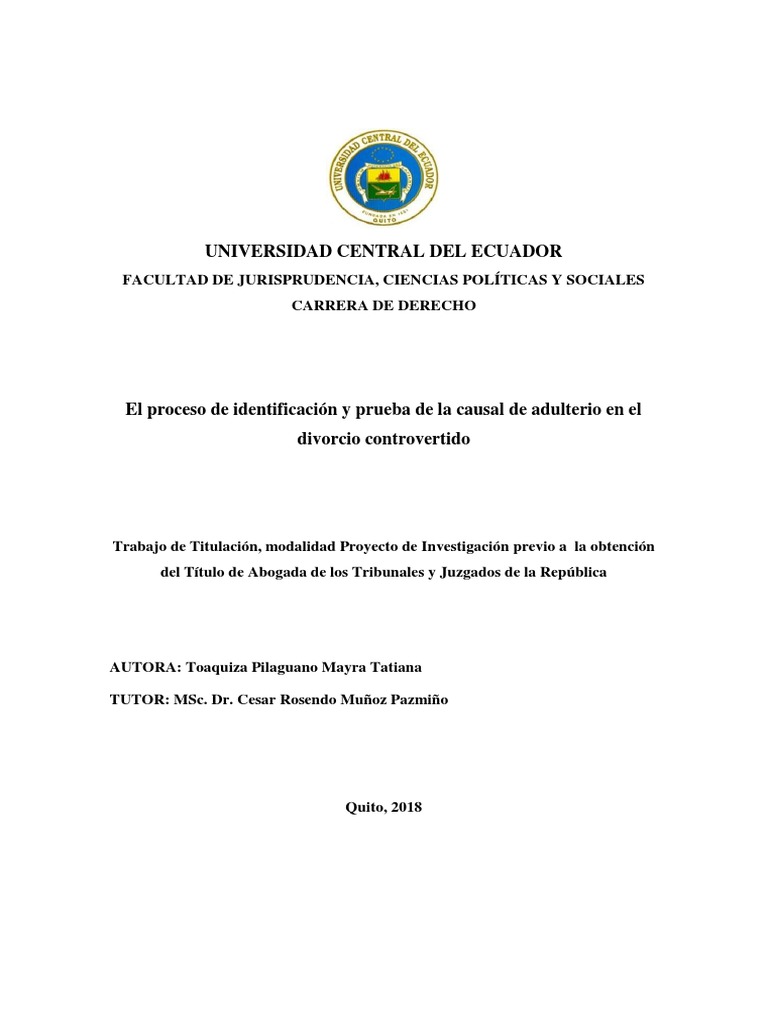 T UCE 0013 JUR 046 Ecuador | PDF | Divorcio | Matrimonio