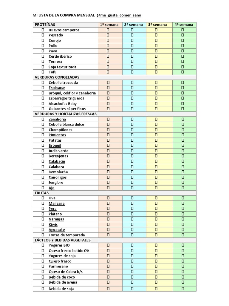 Lista De Compras Saludables Para Imprimir Lista De Compras Saludable