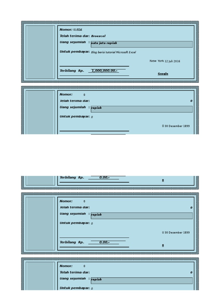 Kwitansi Pembayaran Excel Gratis | PDF