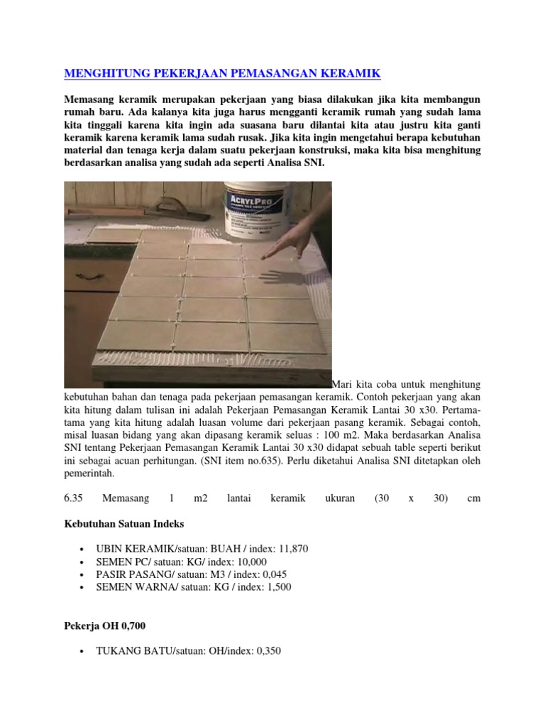 Pemasangan Keramik | PDF