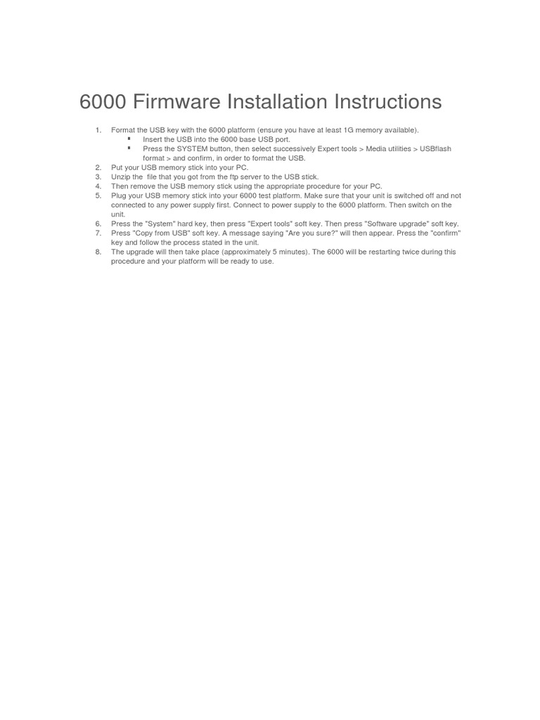 MTS-6000 Firmware Installation Instructions | PDF