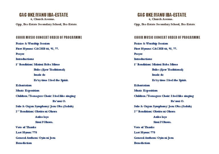Concert Order of Service PDF | PDF | Art