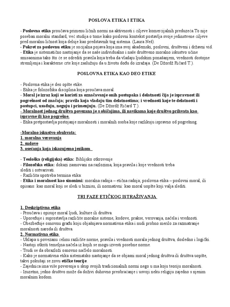 POSLOVNA ETIKA - Skripta | PDF