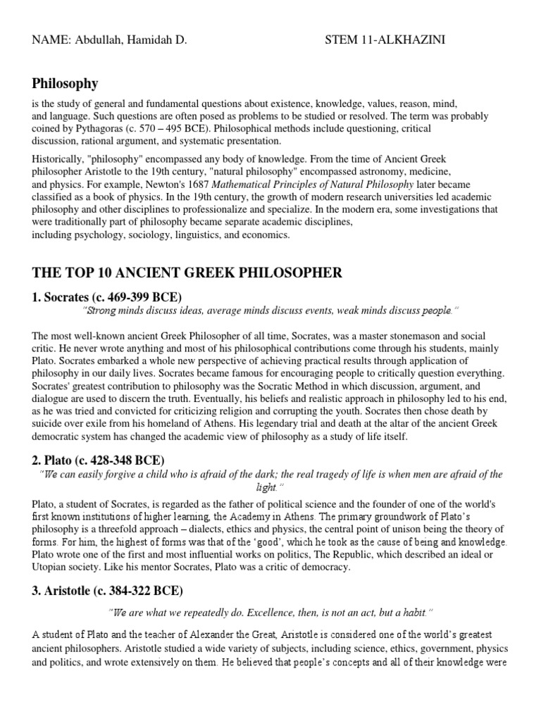 PHILOSOPHERS | PDF | Socrates | Ancient Greek Philosophy