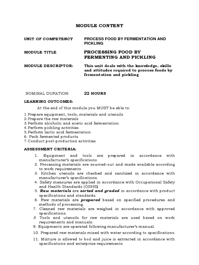 Fermentation and Pickling Final | PDF | Knife | Foods