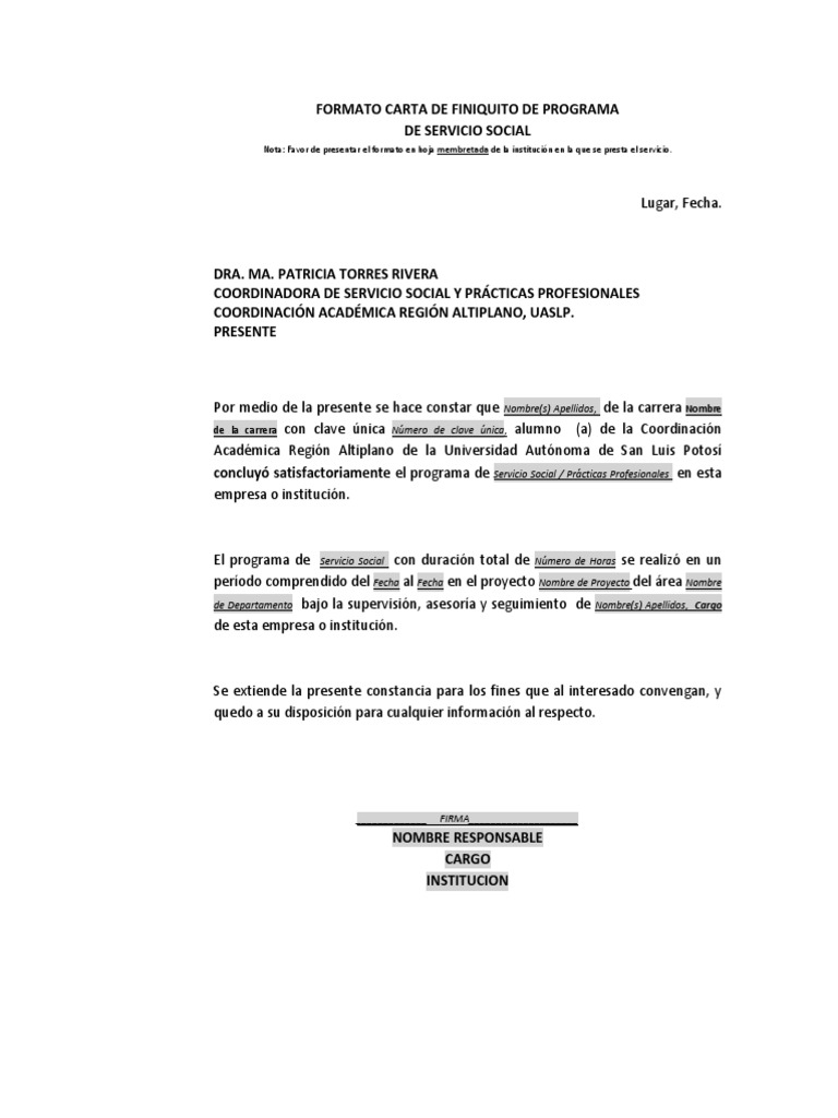 Carta Finiquito SS | PDF