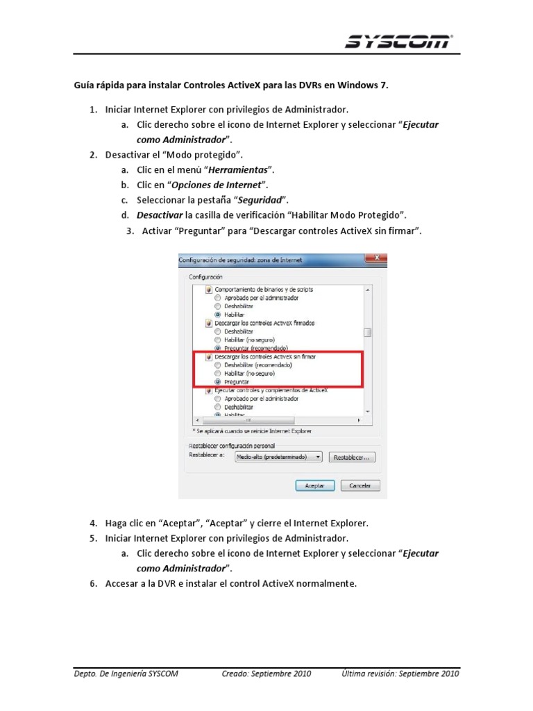 Instalar ActiveX en Windows 7 | PDF