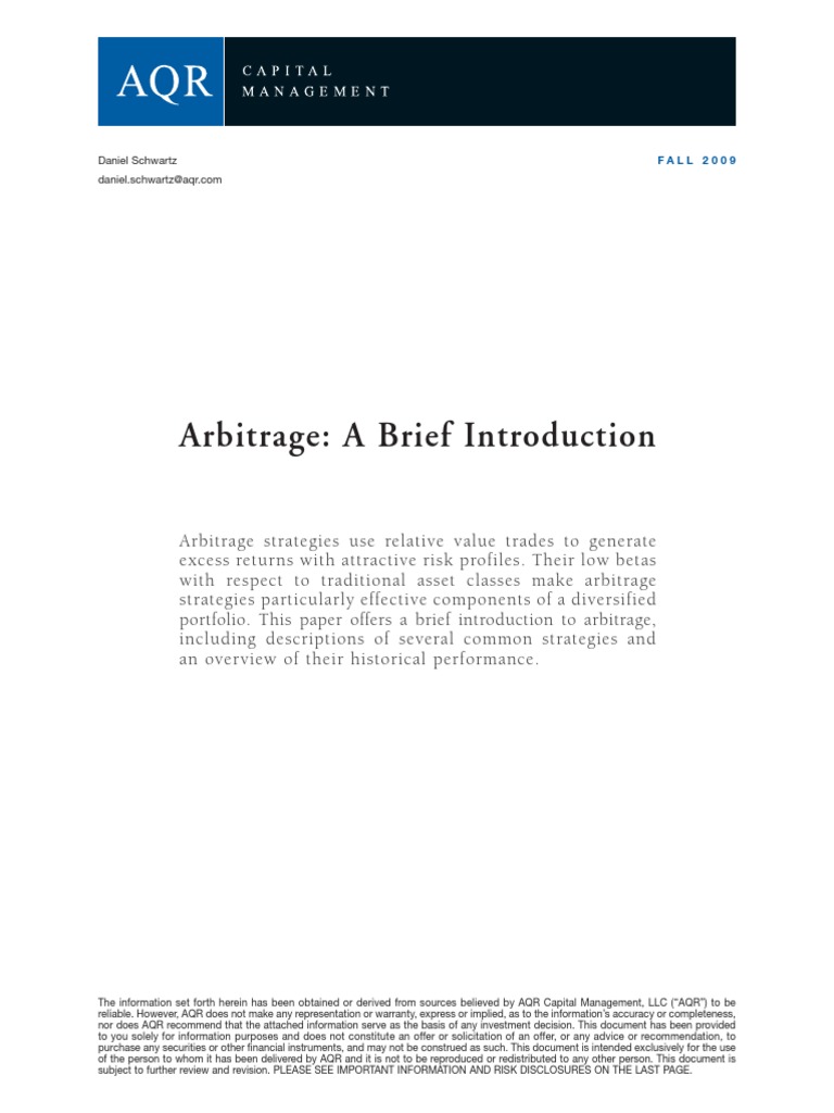 AQR Arbitrage A Brief Introduction | PDF | Arbitrage | Stocks
