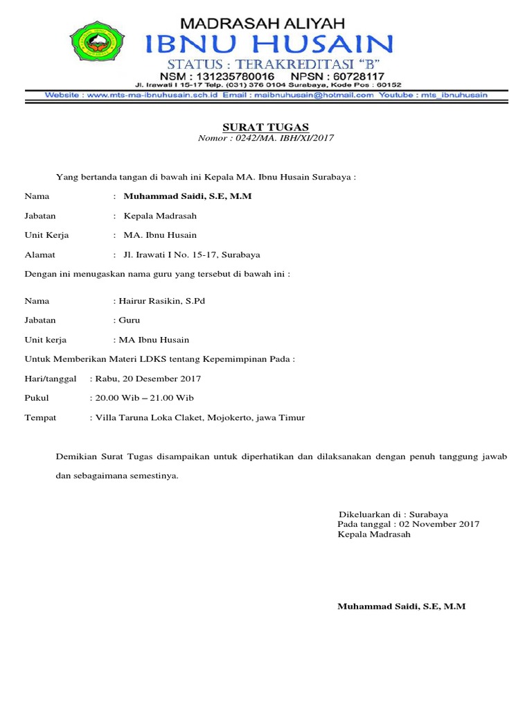 0242 - SURAT TUGAS Guru Ldks | PDF