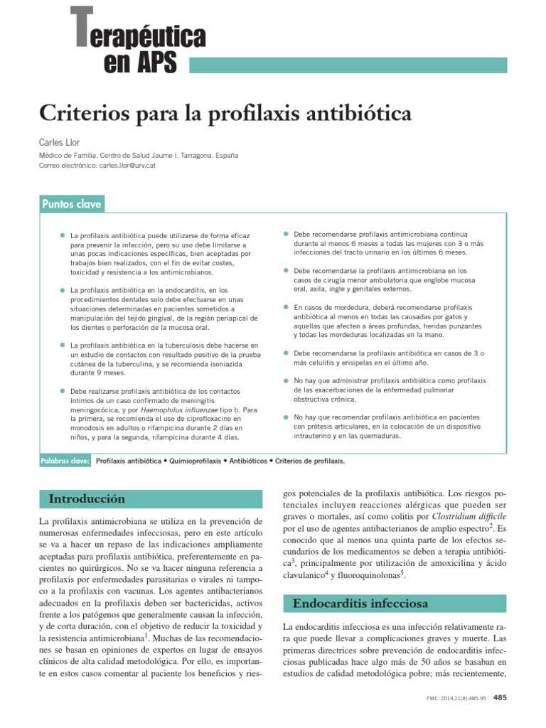 Criterios para La Profilaxis Antibiótica | PDF | Tuberculosis | Meningitis