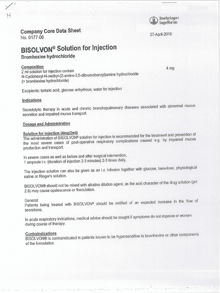 Bisolvon Larutan Injeksi 4mg, 2ml Bromheksin Hidroklorida ...