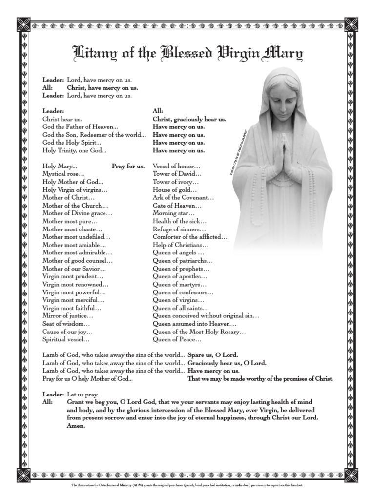 Litany of The Blessed Virgin Mary PDF | Download Free PDF | Mercy ...