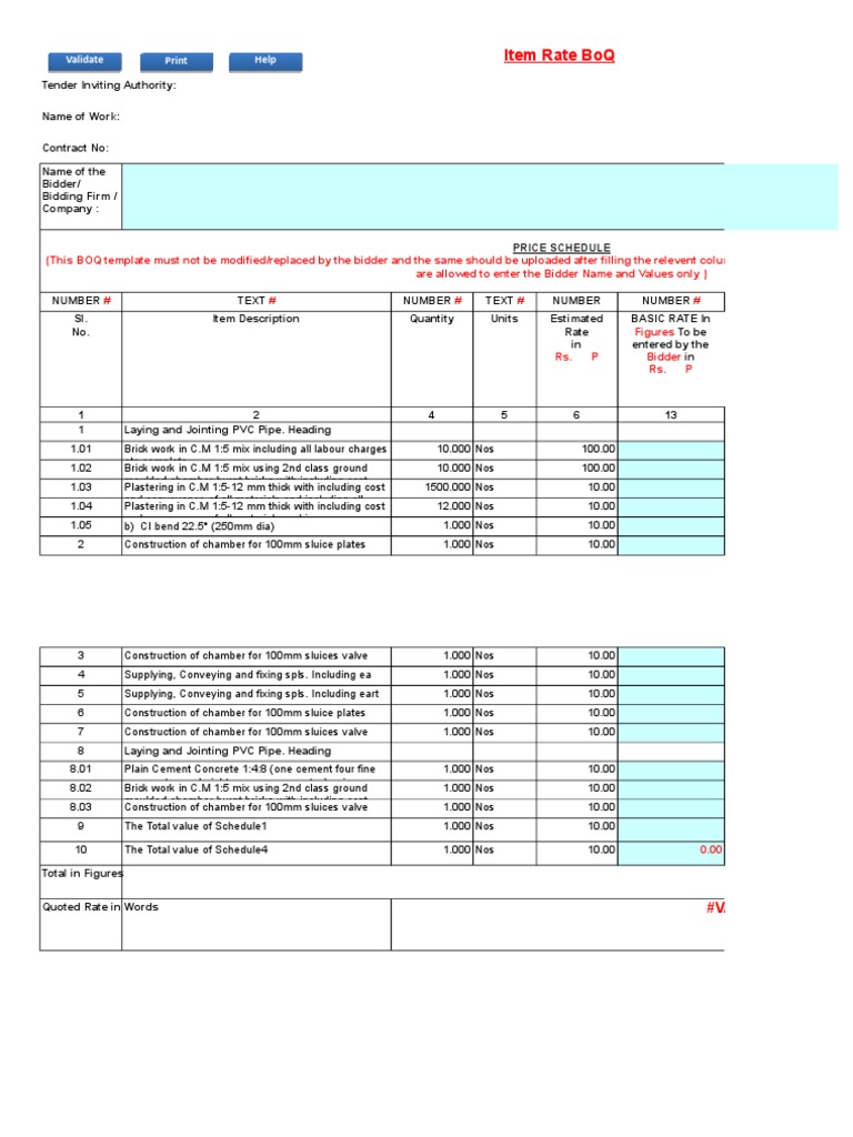 V3 BOQ Mixed Template | PDF | Civil Engineering | Building Engineering