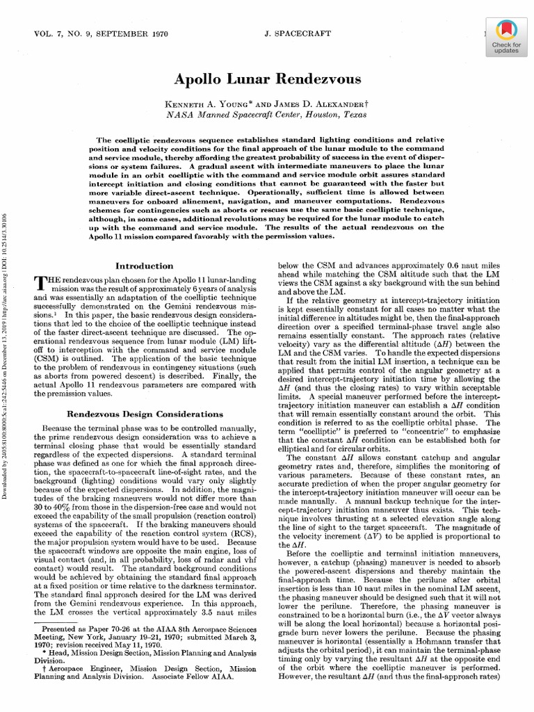 Apollo Lunar Rendezvous | PDF | Space Rendezvous | Apollo Lunar Module