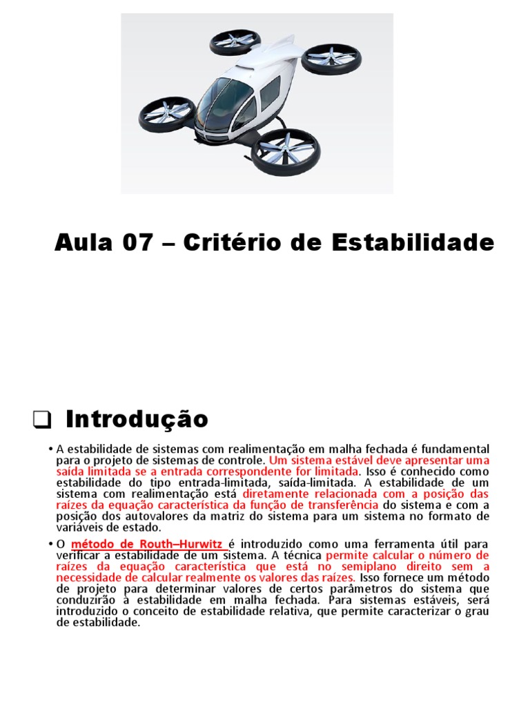 Critério de Estabilidade de Routh-Hurwitz | PDF | Robô | Robótica