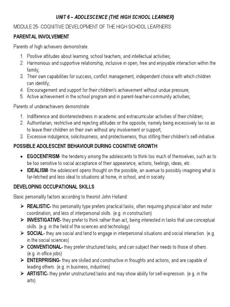 Cognitive Development Of Adolescence Pdf Child Development