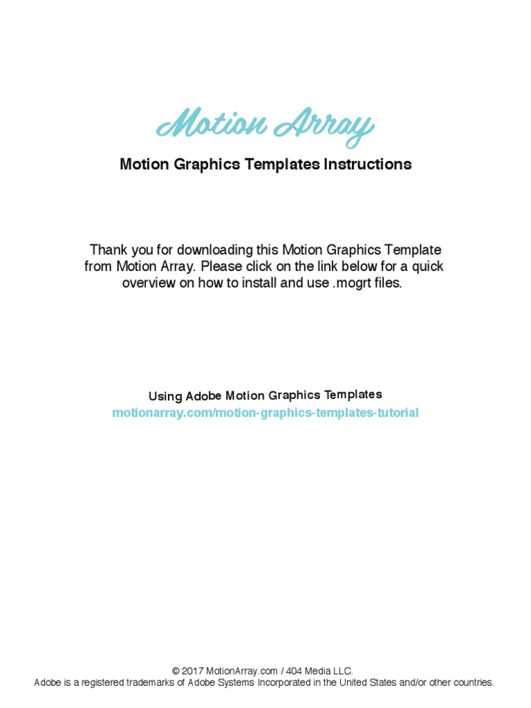 Motion Graphics Templates Instructions PDF | PDF