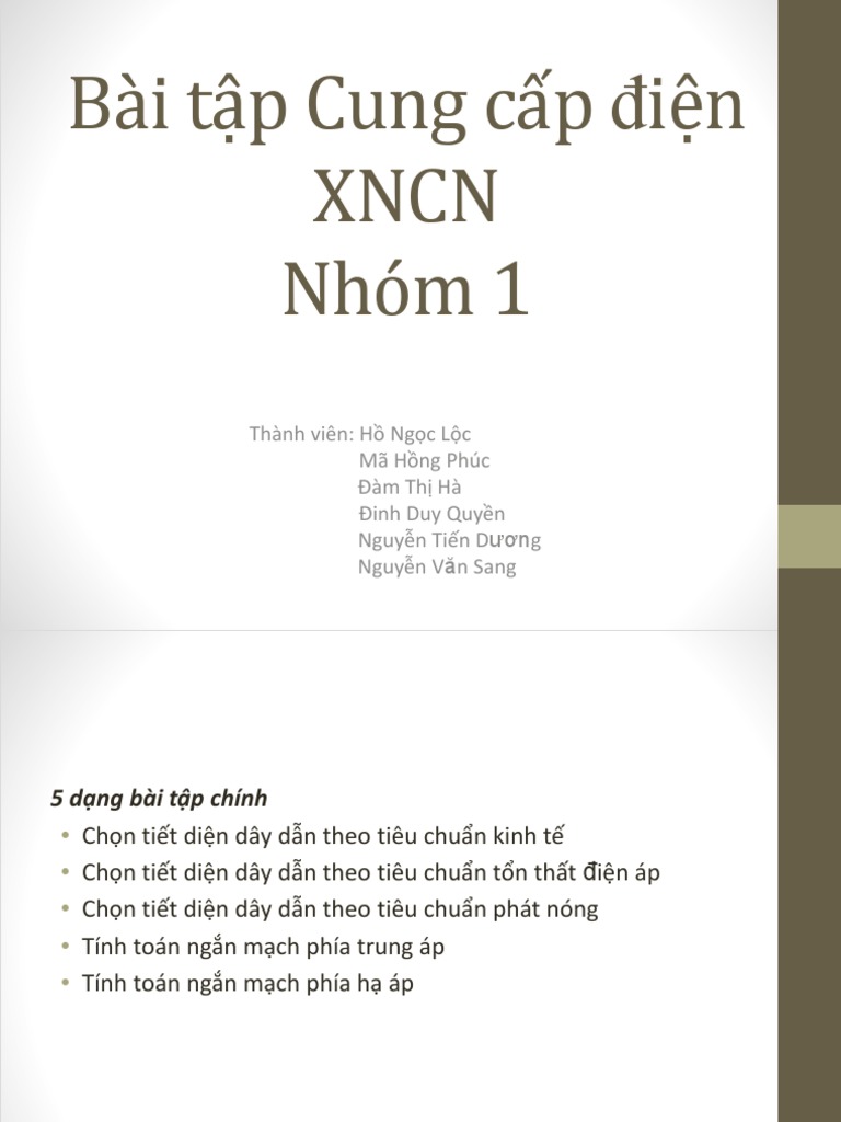 Bài tập Cung cấp điện XNCN | PDF