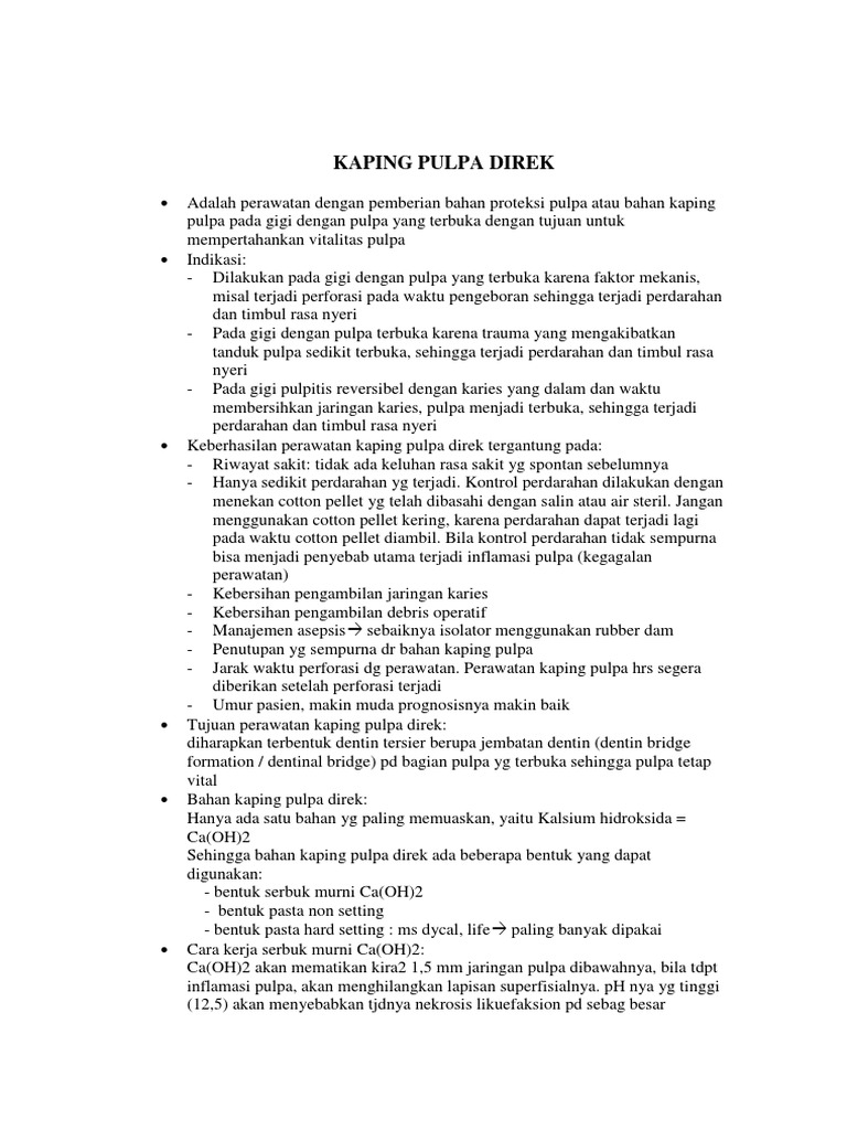 KAPING PULPA DIREK Tugas Odontobook | PDF