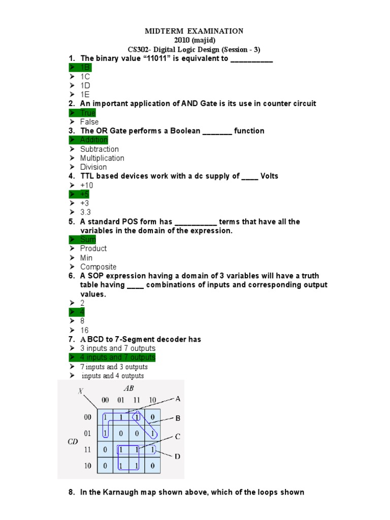 CS302 2005 2010 Midterm - Solved - MEGA FILE | PDF | Logic Gate ...