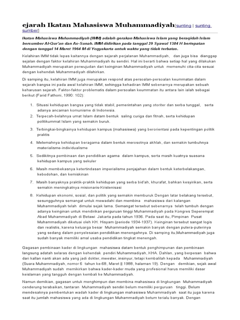 Sejarah Ikatan Mahasiswa Muhammadiyah | PDF