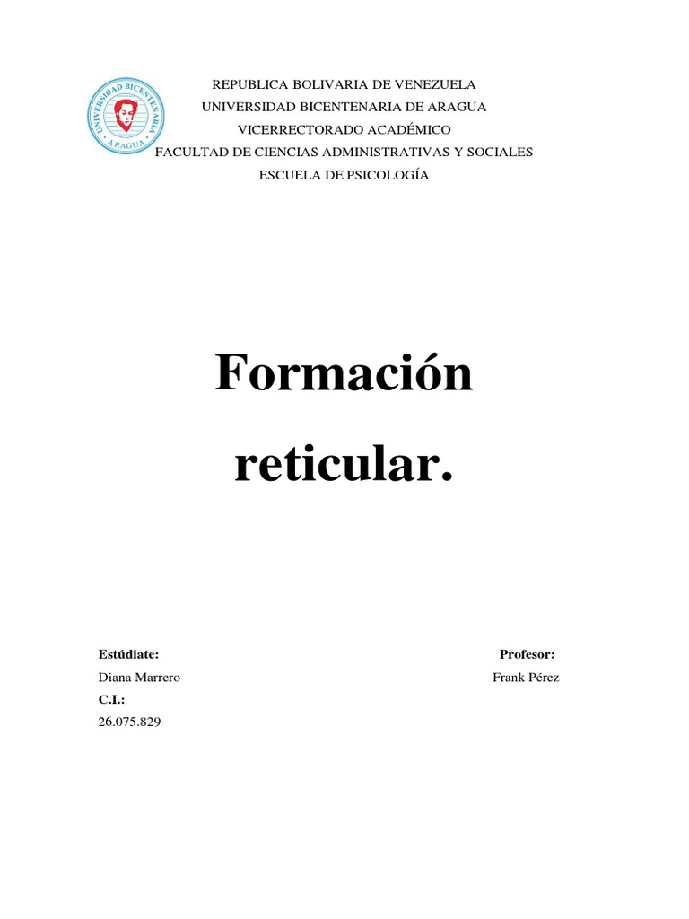 Formacion Reticular Pdf Cerebelo Cerebro