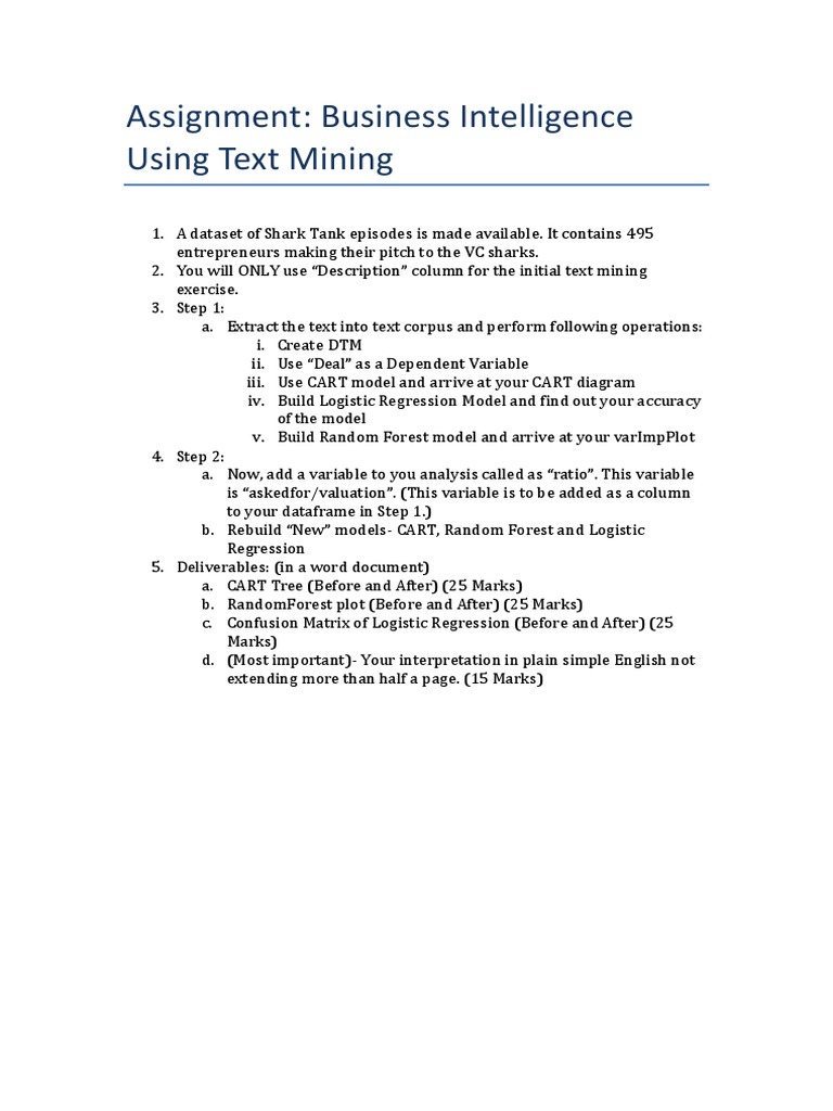 Business Intelligence Using Text Mining Assignment | PDF Business Intelligence Using Text Mining Assignment | PDF