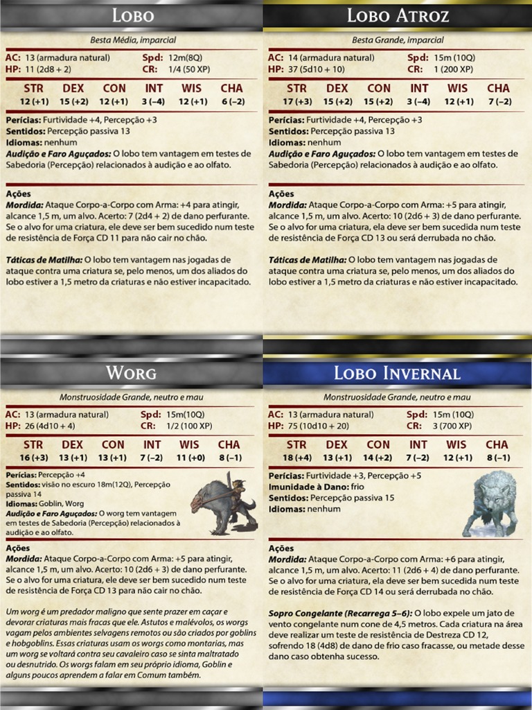 Monsters D&D Lobos Warg Rev | PDF