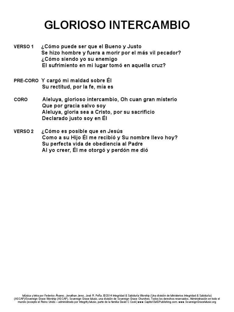 Glorioso Intercambio-Letra | PDF