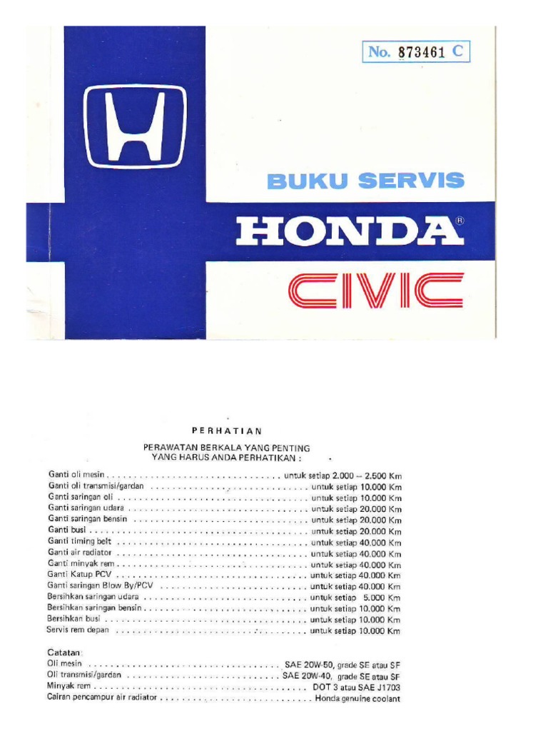 Buku Service Honda Civic | PDF