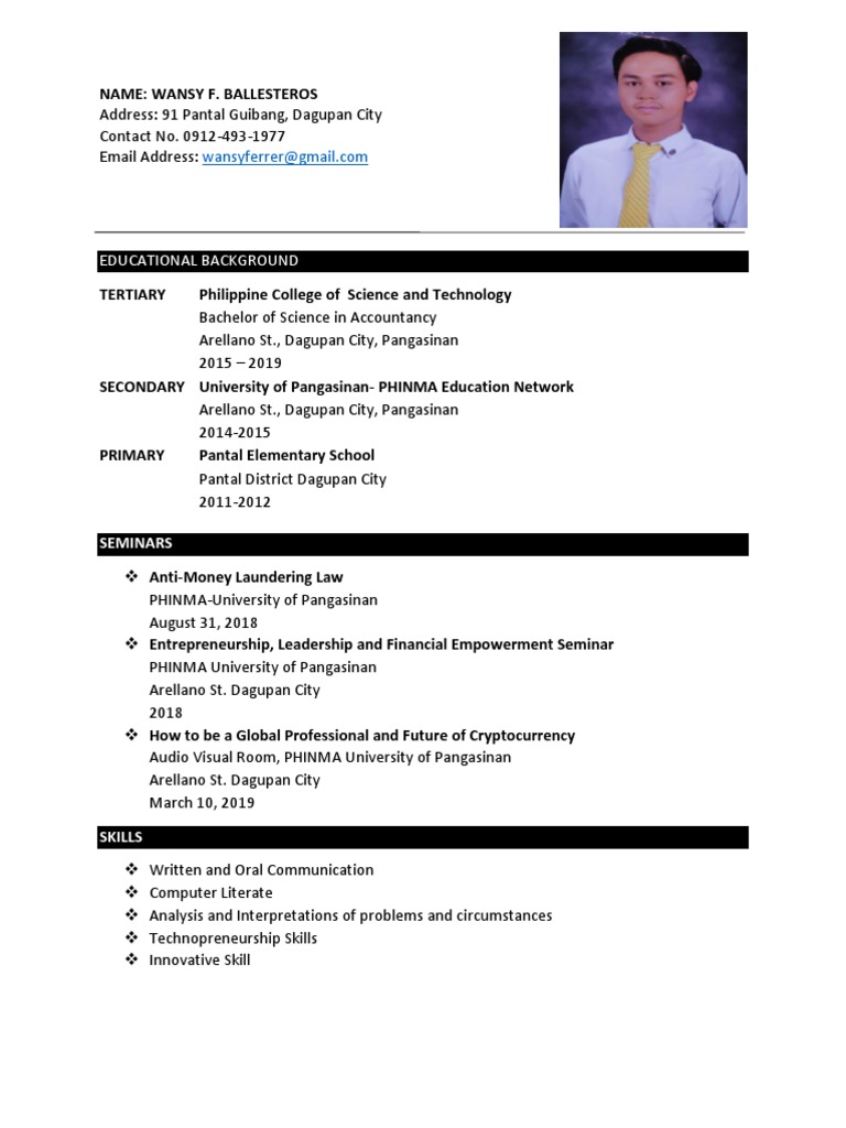 Resume For Thesis | PDF