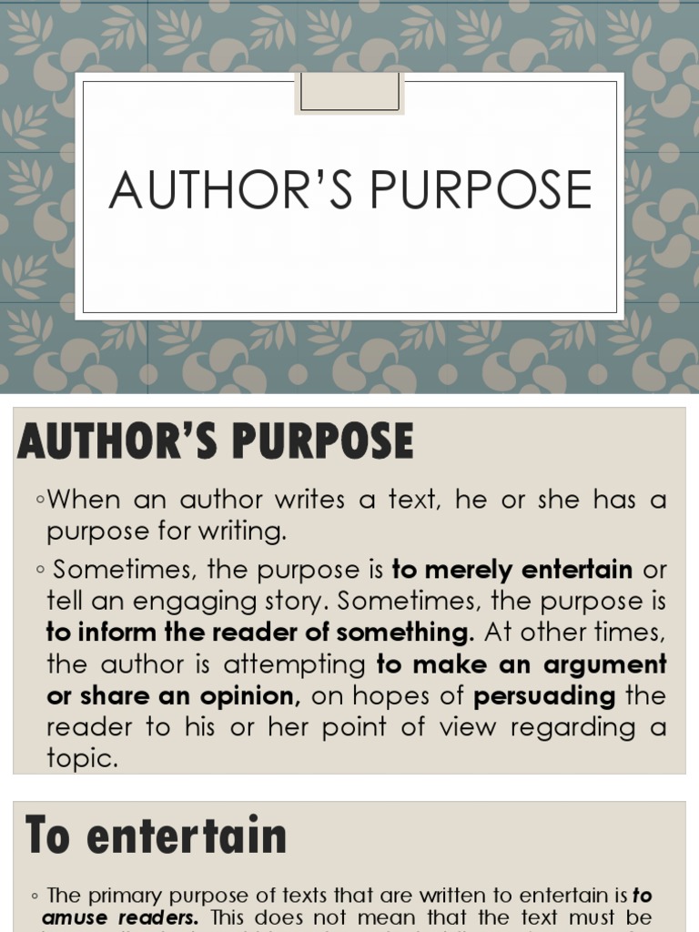 Authors Purpose Inform