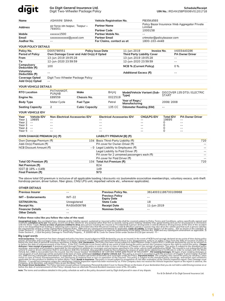 PolicySoftCopy 128978270 | PDF | Insurance | Business