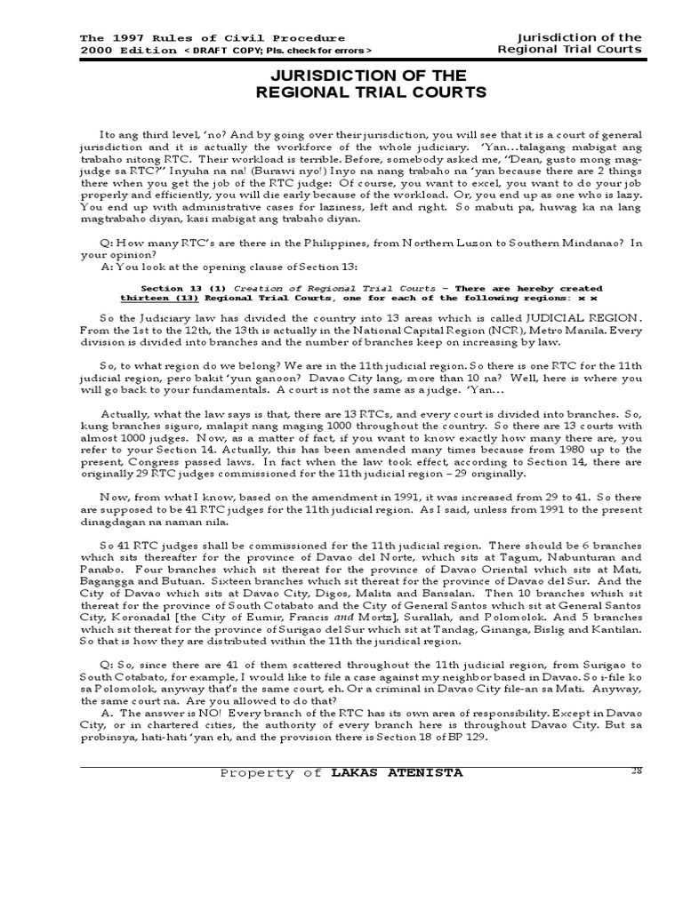 04 Jurisdiction of The RTC | PDF | Writ | Lawsuit