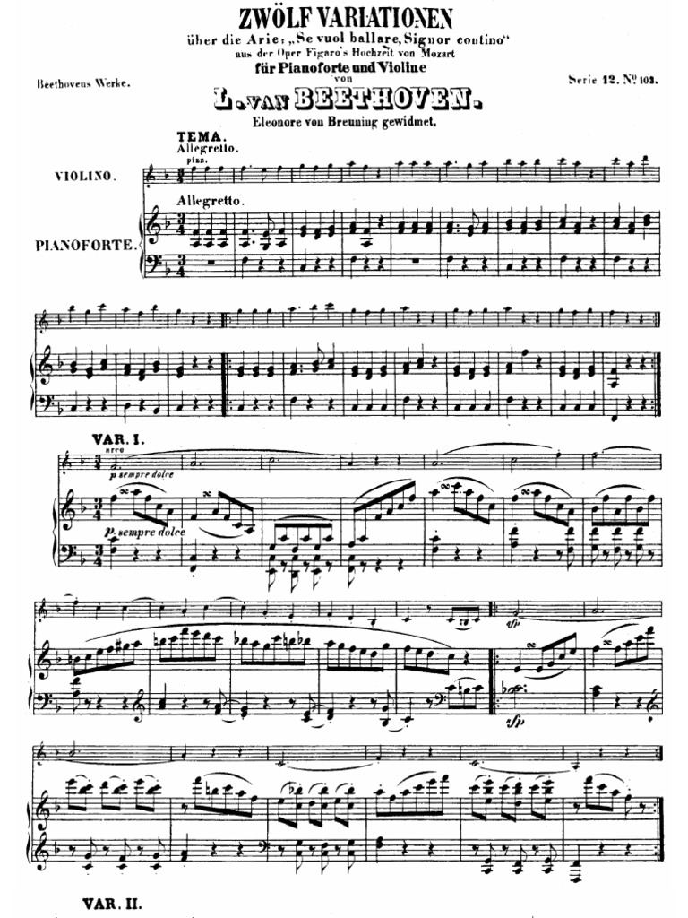 Beethoven Mozart Variations Score